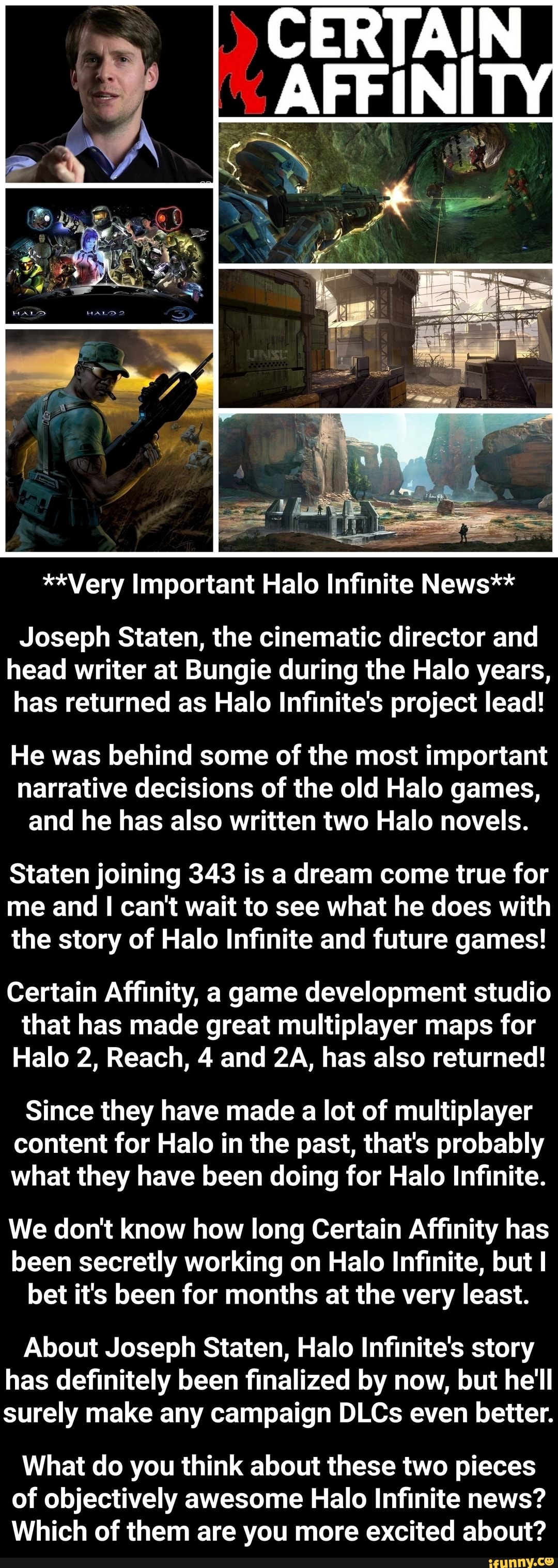 CERTAIN AFFINI **Very Important Halo Infinite News** Joseph Staten, the ...