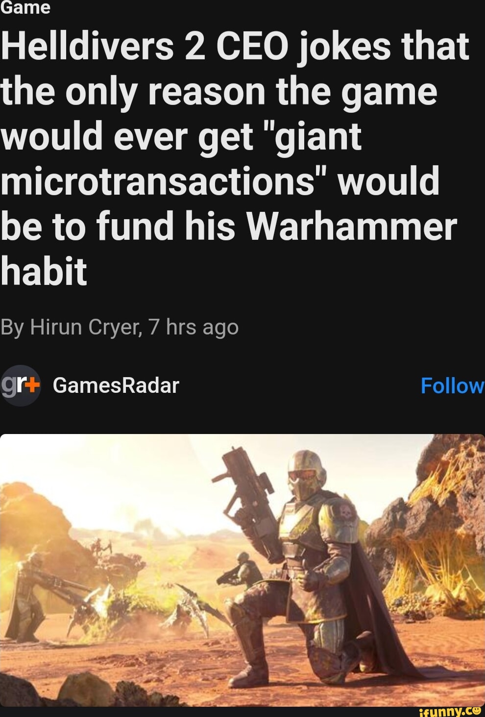 Game Helldivers 2 CEO jokes that the only reason the game would ever ...