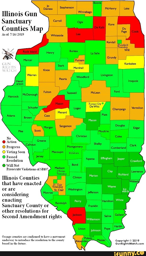 Illinois Gun Sanctuary Counties Map Asol 2019 O Progress O Voting Soon ...