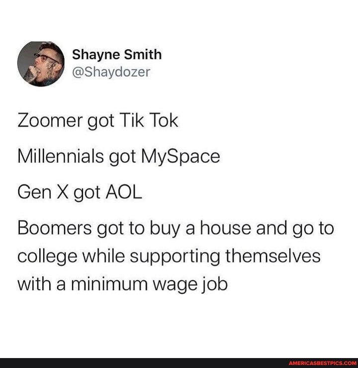 Credit: @shaydozer - @Shaydozer Zoomer got Tik Tok Millennials got ...