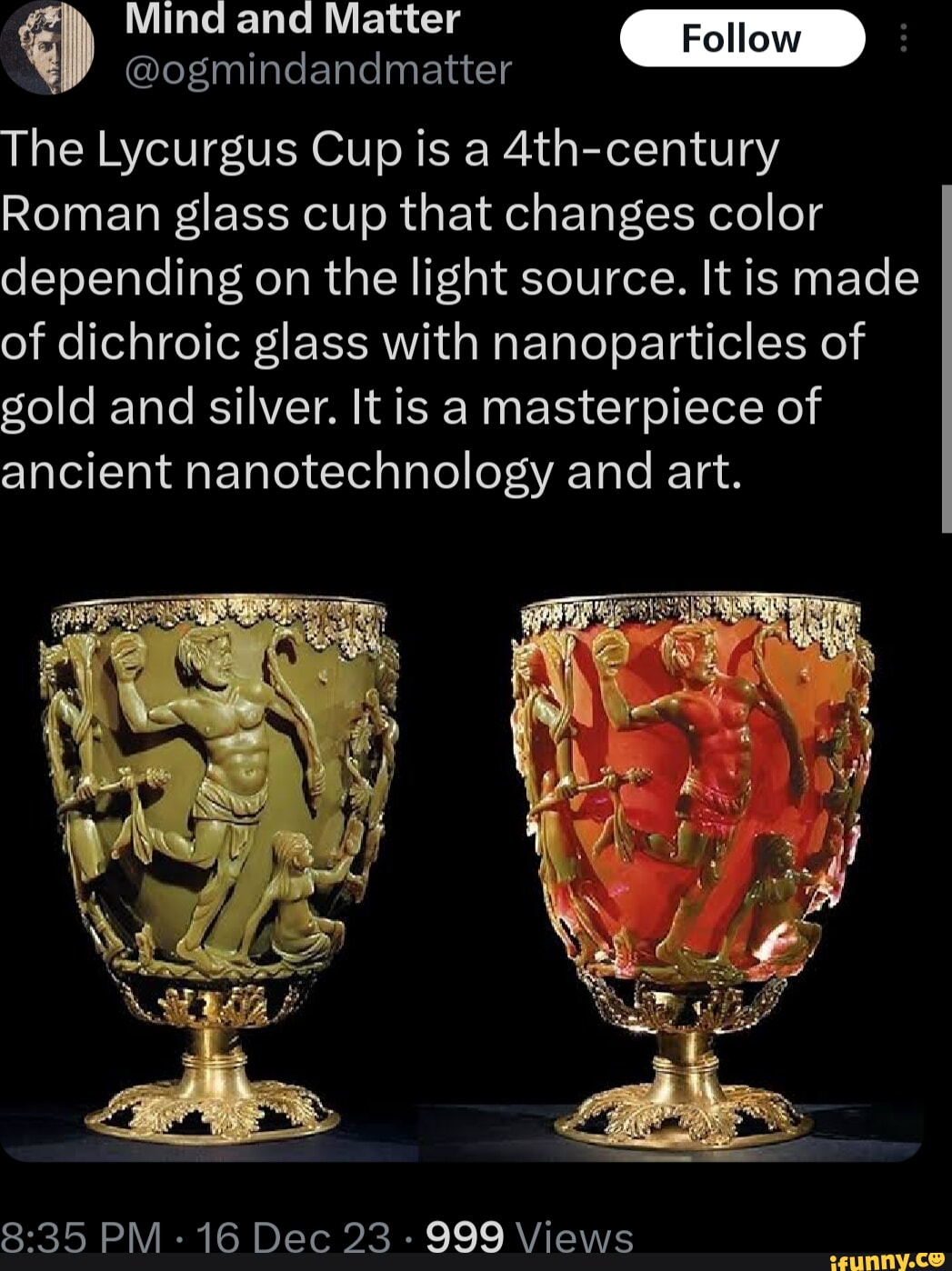 Mind and Matter @ogmindandmatter Follow The Lycurgus Cup is a 4th ...