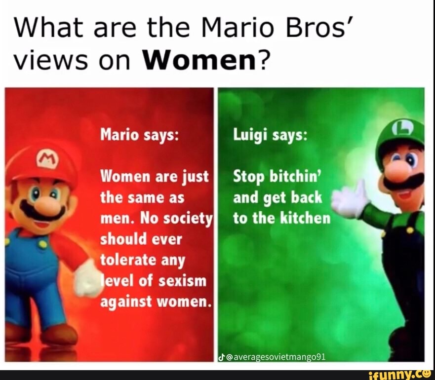 What are the Mario Bros' views on Women? Mario says: Luigi says: Women ...
