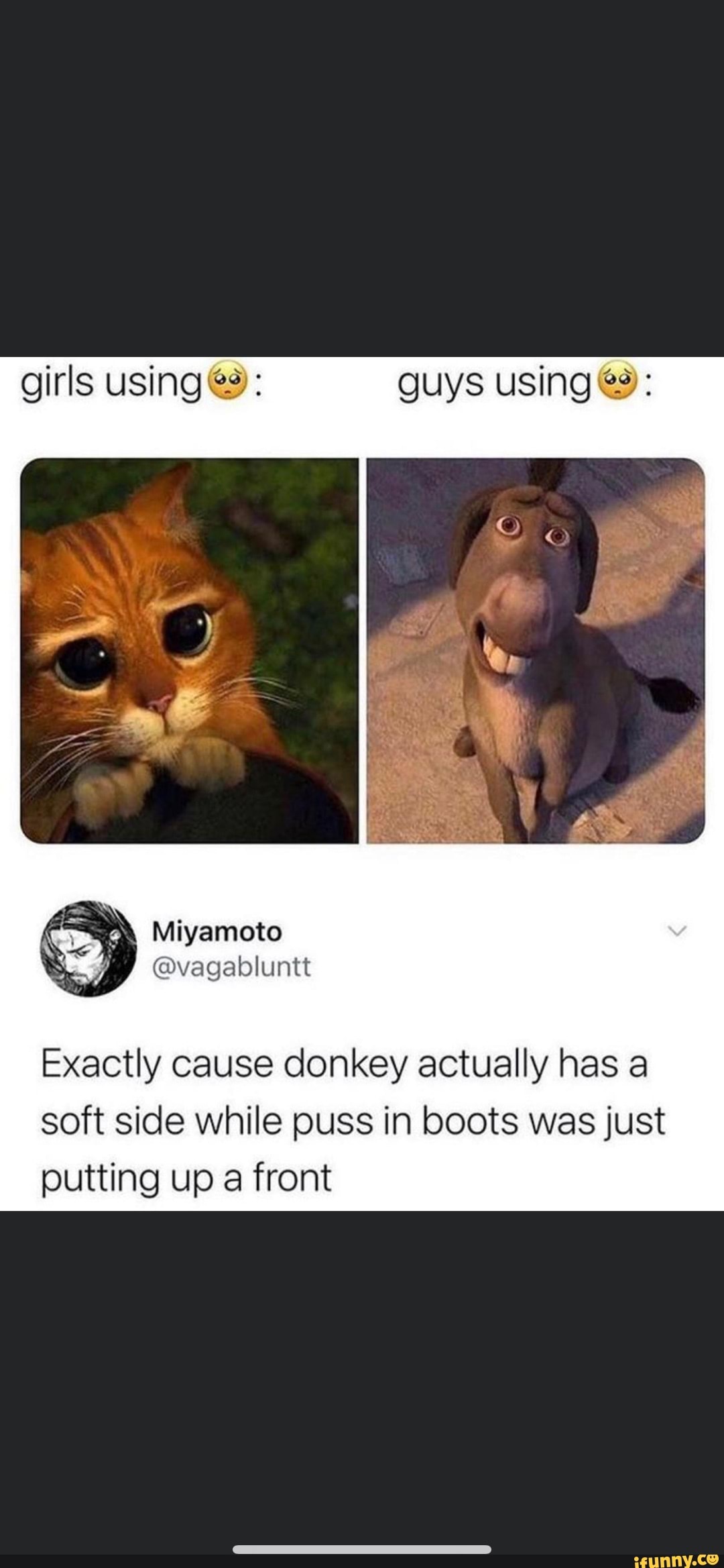 Girls using guys using @vagabluntt Exactly cause donkey actually has a ...