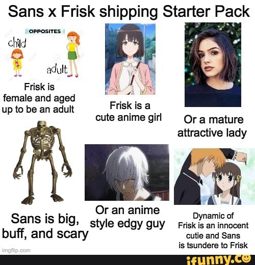 Sans x Frisk shipping Starter Pack child adult, Frisk is female and ...