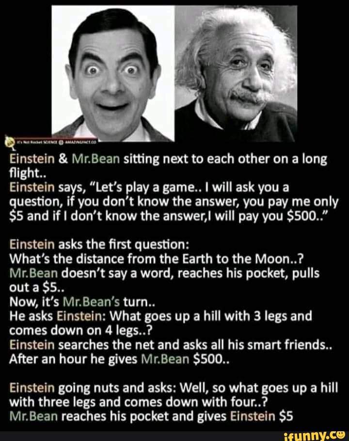 Einstein vs Mr Bean - Einstein & Mr.Bean sitting next to each other on a long flight.. Einstein ...