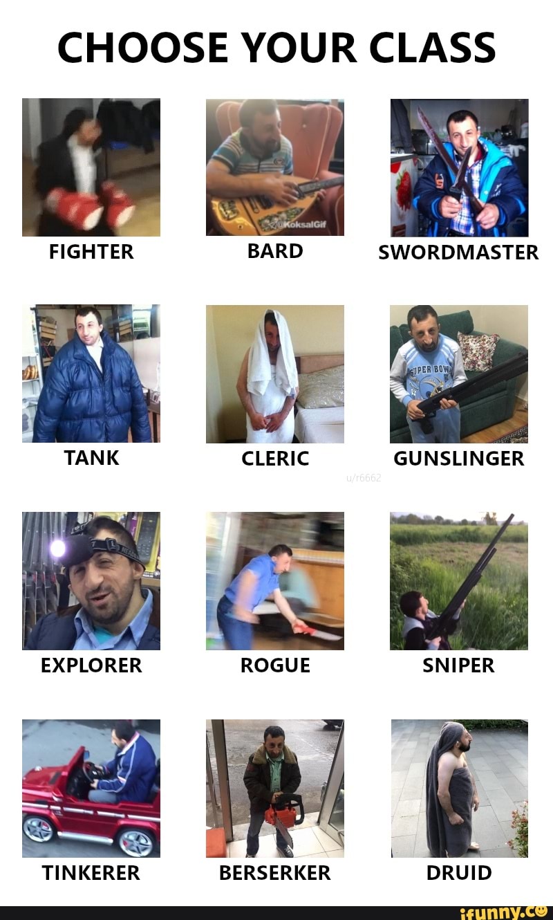 CHOOSE YOUR CLASS FIGHTER BARD SWORDMASTER TANK CLERIC GUNSLINGER ...