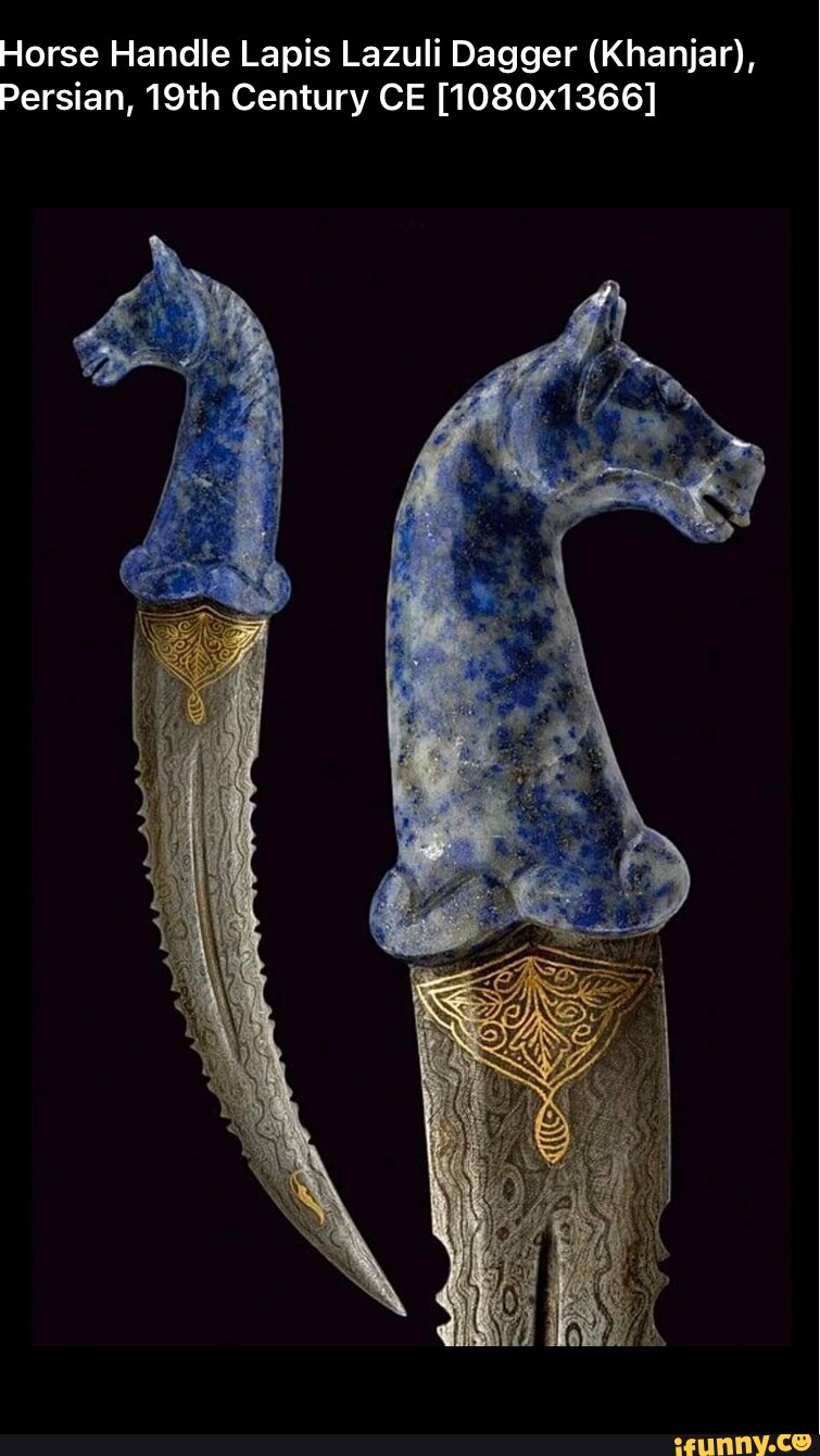 Horse Handle Lapis Lazuli Dagger (Khanjar), Persian, 19th Century CE ...