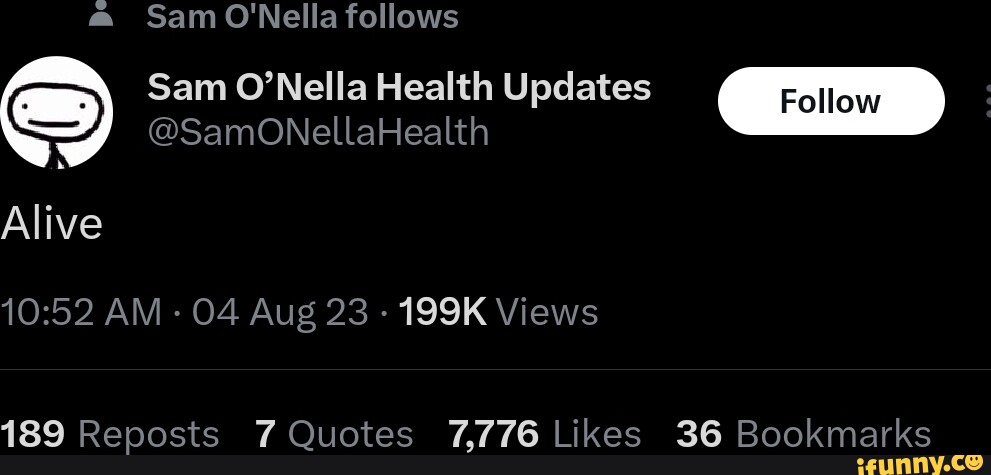 Sam O'Nella follows Sam O'Nella Health Updates SamONellaHealth Alive AM ...