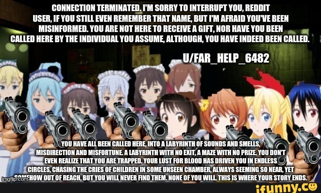 CONNECTION TERMINATED. I'M SORRY TO INTERRUPT YOU, REDDIT USER, IF YOU ...