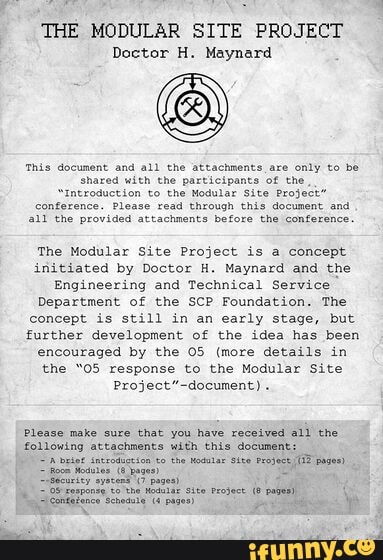 THE MODULAR SITE PROJECT Doctor H. Maynard This document and all the ...