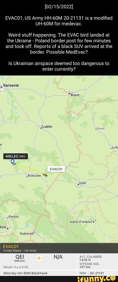 EVACO1, US Army HH-60M 20-21131 is a modified UH-60M for medevac. Weird ...