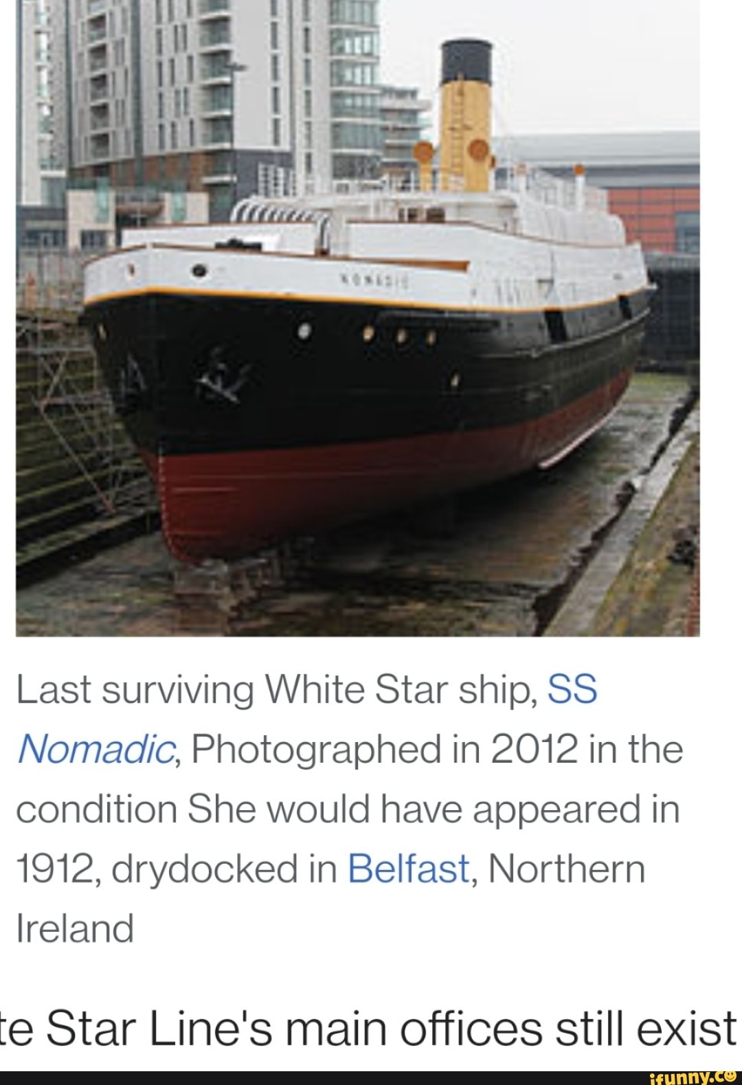 Last surviving White Star ship, SS Nomadic, Photographed in 2012 in the ...