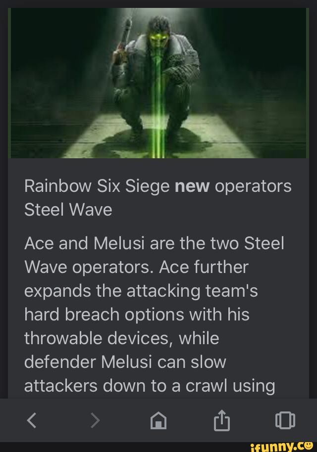 Rainbow Six Siege new operators Steel Wave Ace and Melusi are the two ...