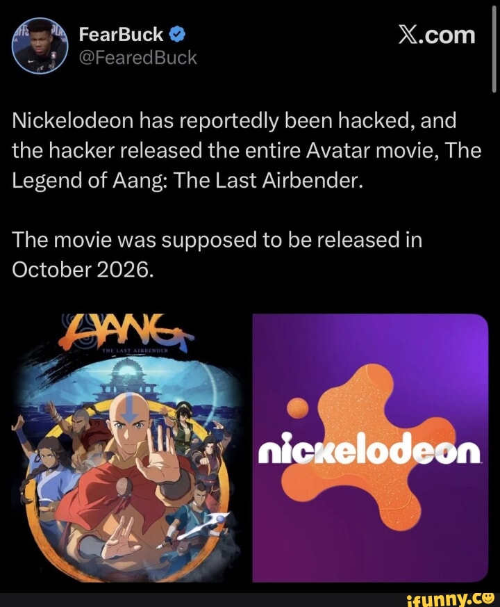 X.com @FearedBuck Nickelodeon has reportedly been hacked, and the ...