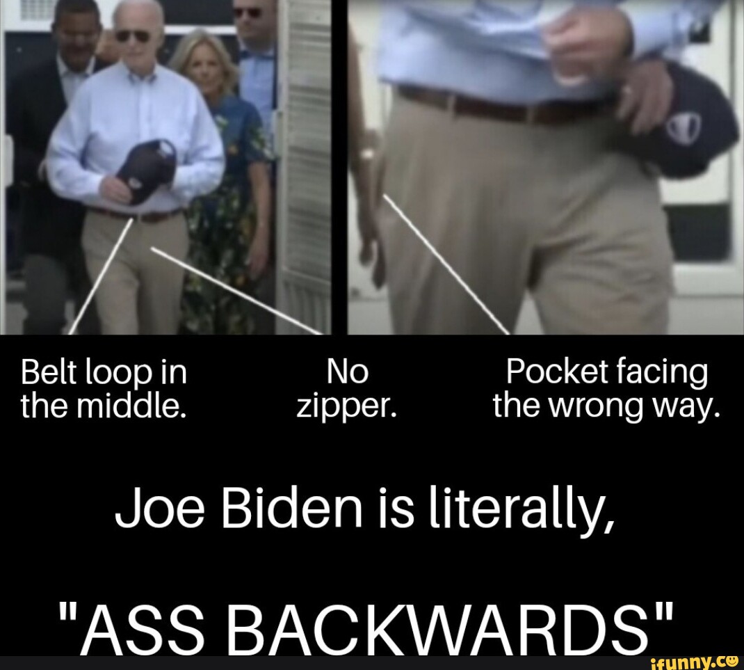 Belt loop in No Pocket facing the middle. zipper. the wrong way. Joe ...