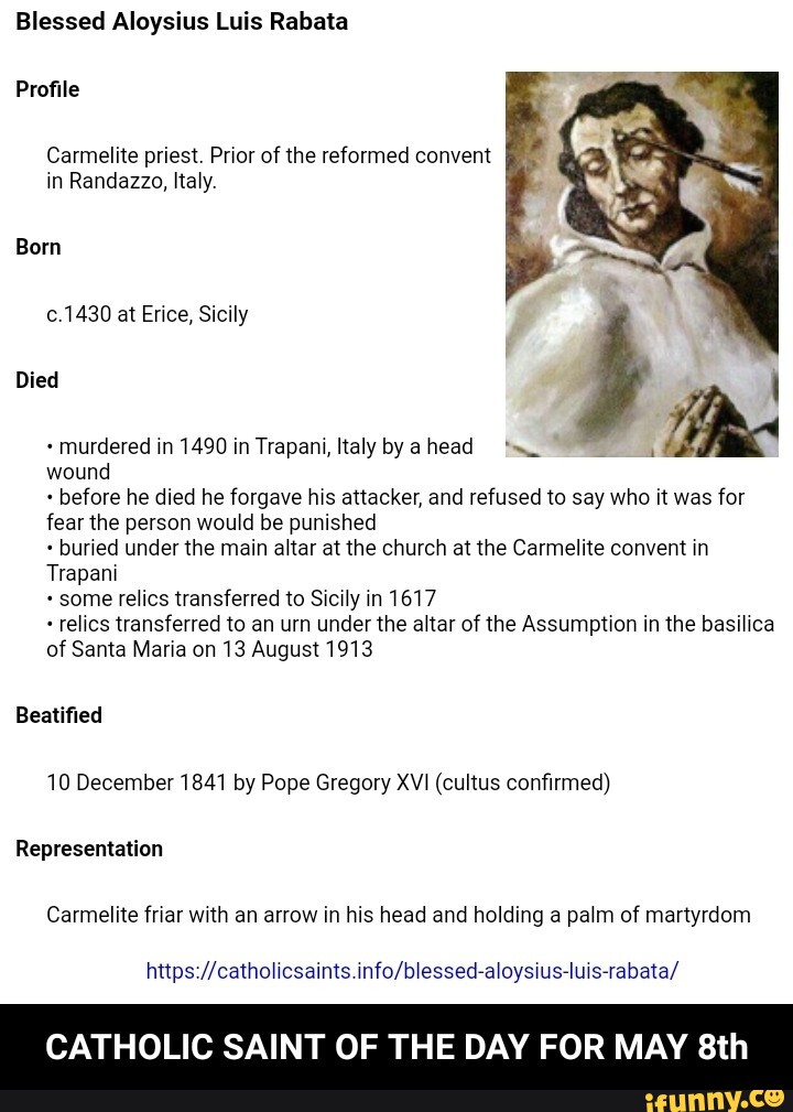 Blessed Aloysius Luis Rabata Profile Carmelite priest. Prior of the ...