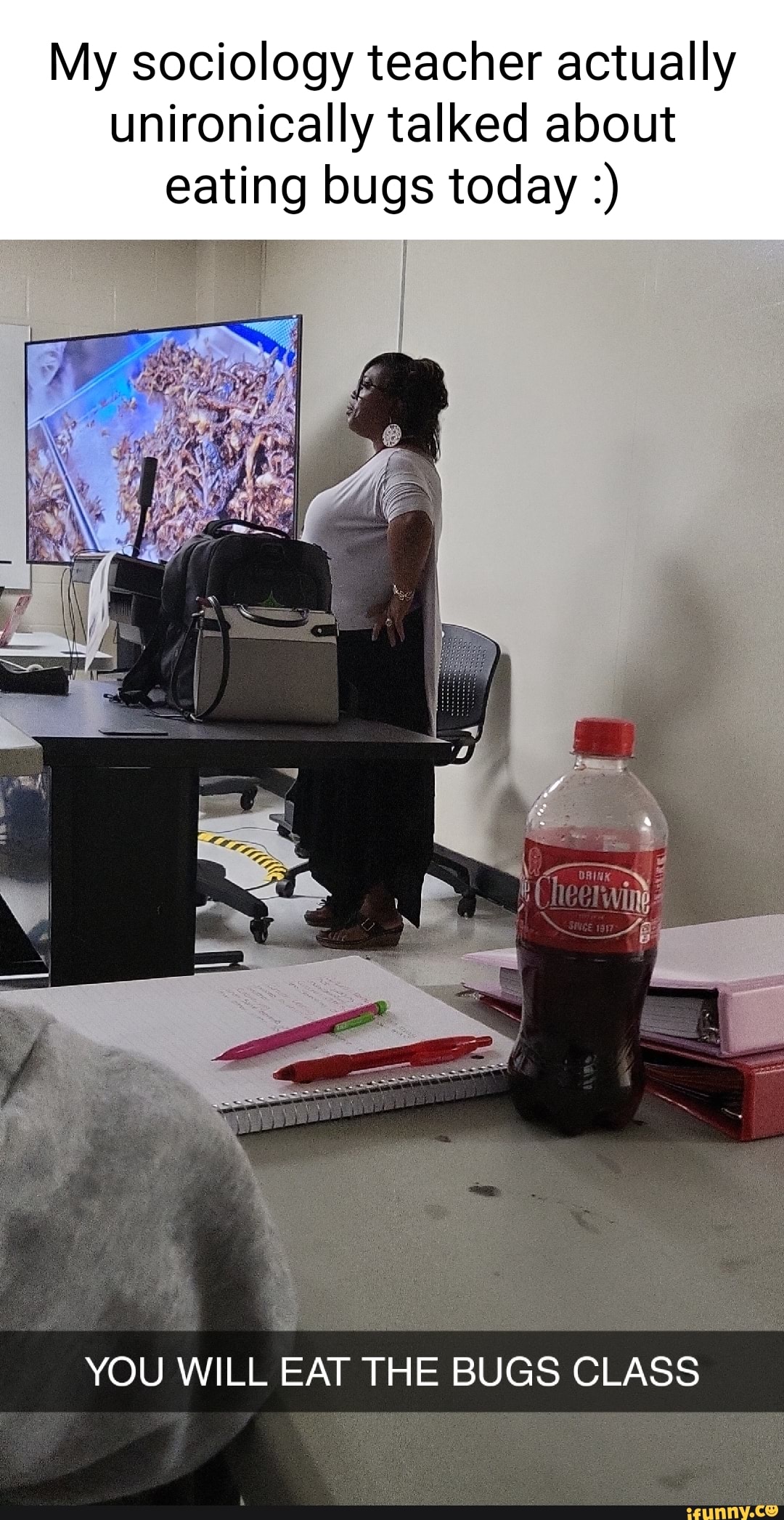 My sociology teacher actually unironically talked about eating bugs ...