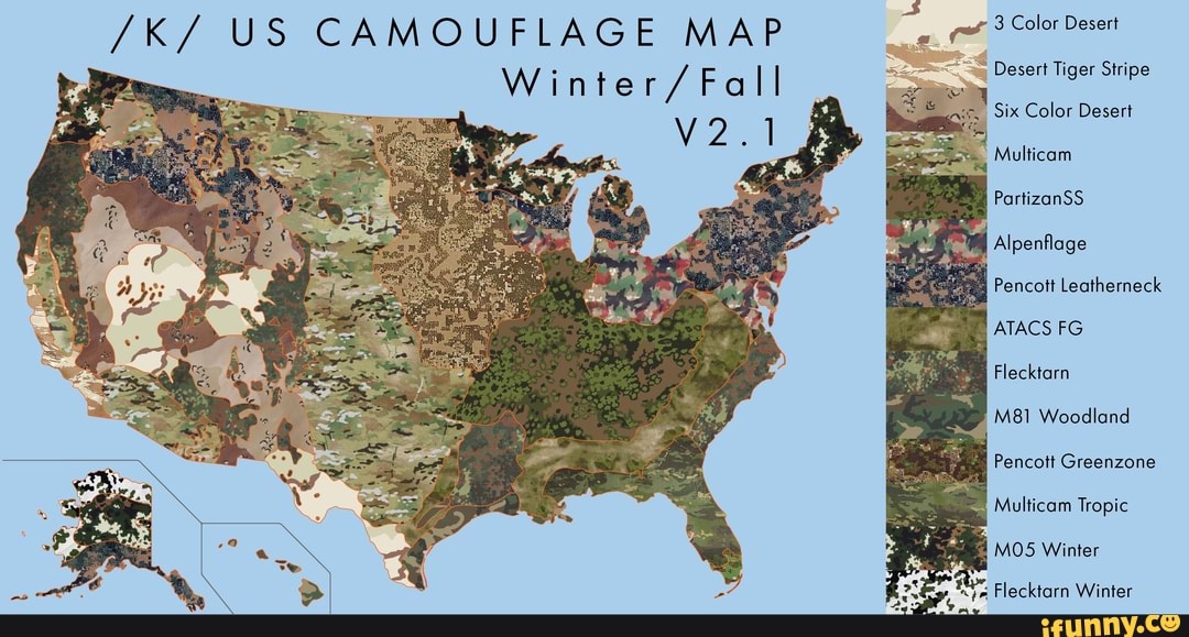 /K/ US CAMOUFLAGE MAP Desert Tiger Stripe Six Color Desert Pencott ...