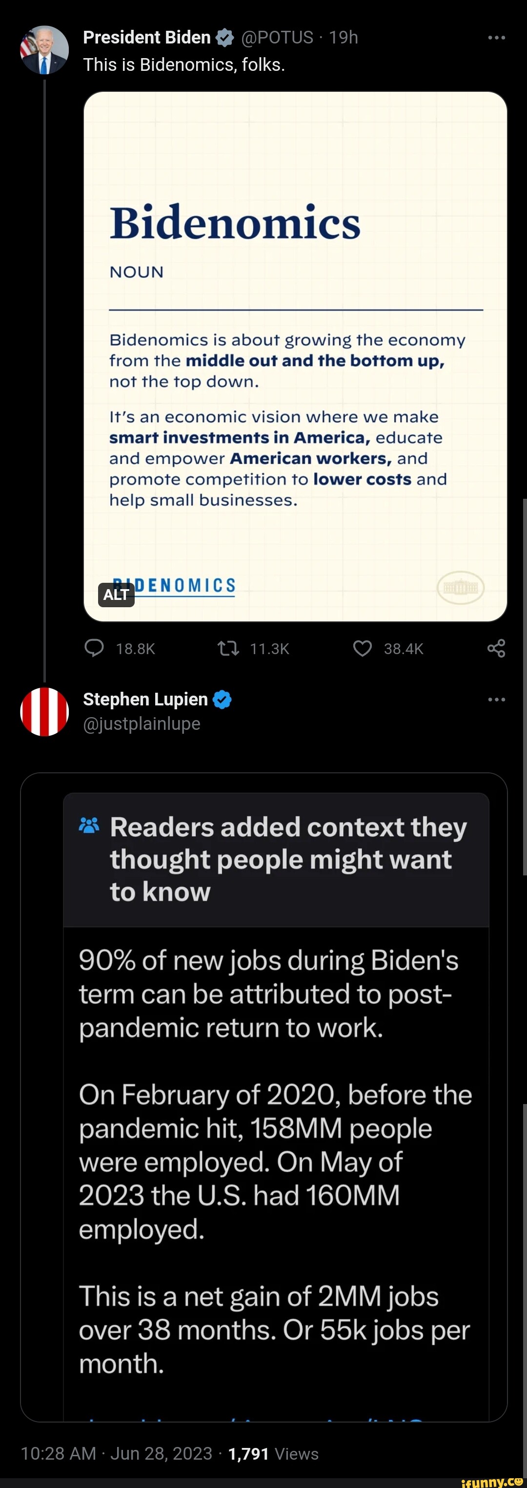 President Biden @ @POTUS This is Bidenomics, folks. Bidenomics NOUN ...