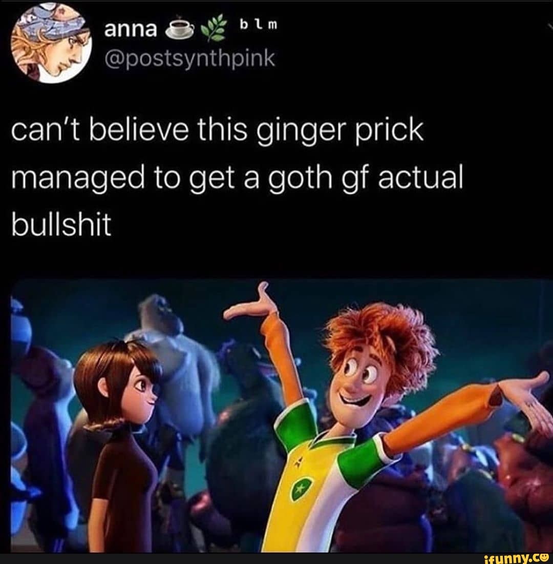 Anna can't believe this ginger prick managed to get a goth of actual bullshit - iFunny