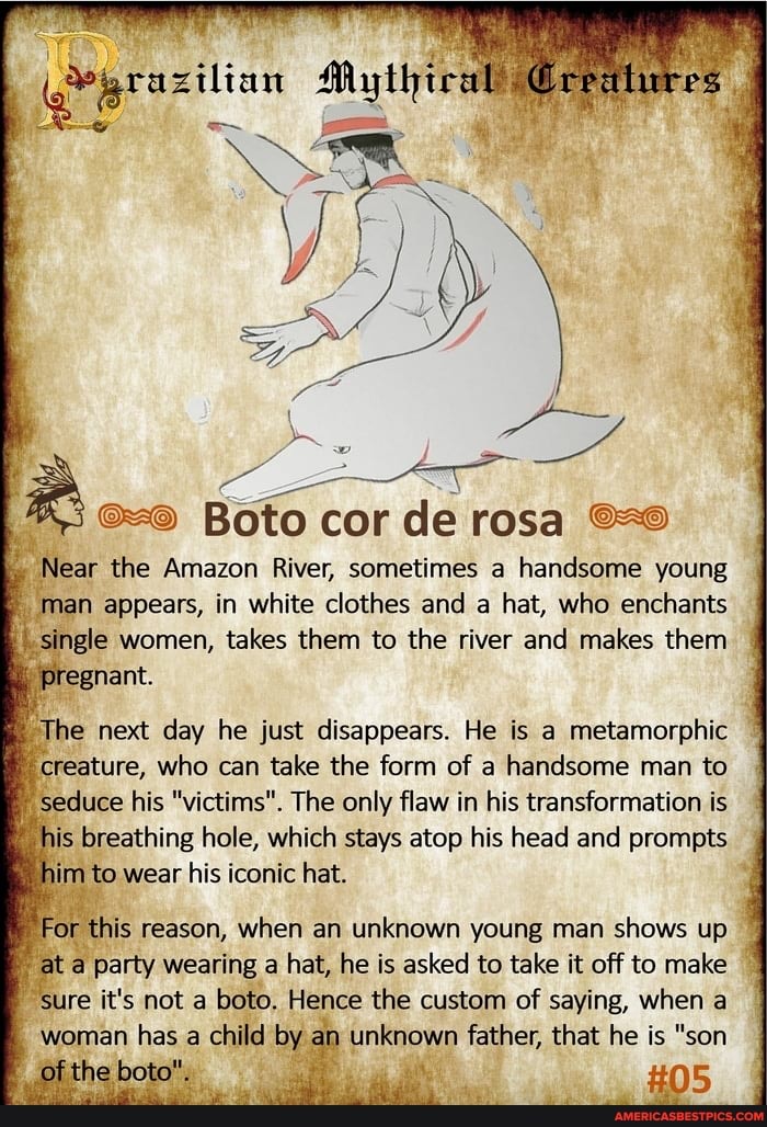 One Mythical Boto cor de rosa Near the Amazon River, sometimes a ...