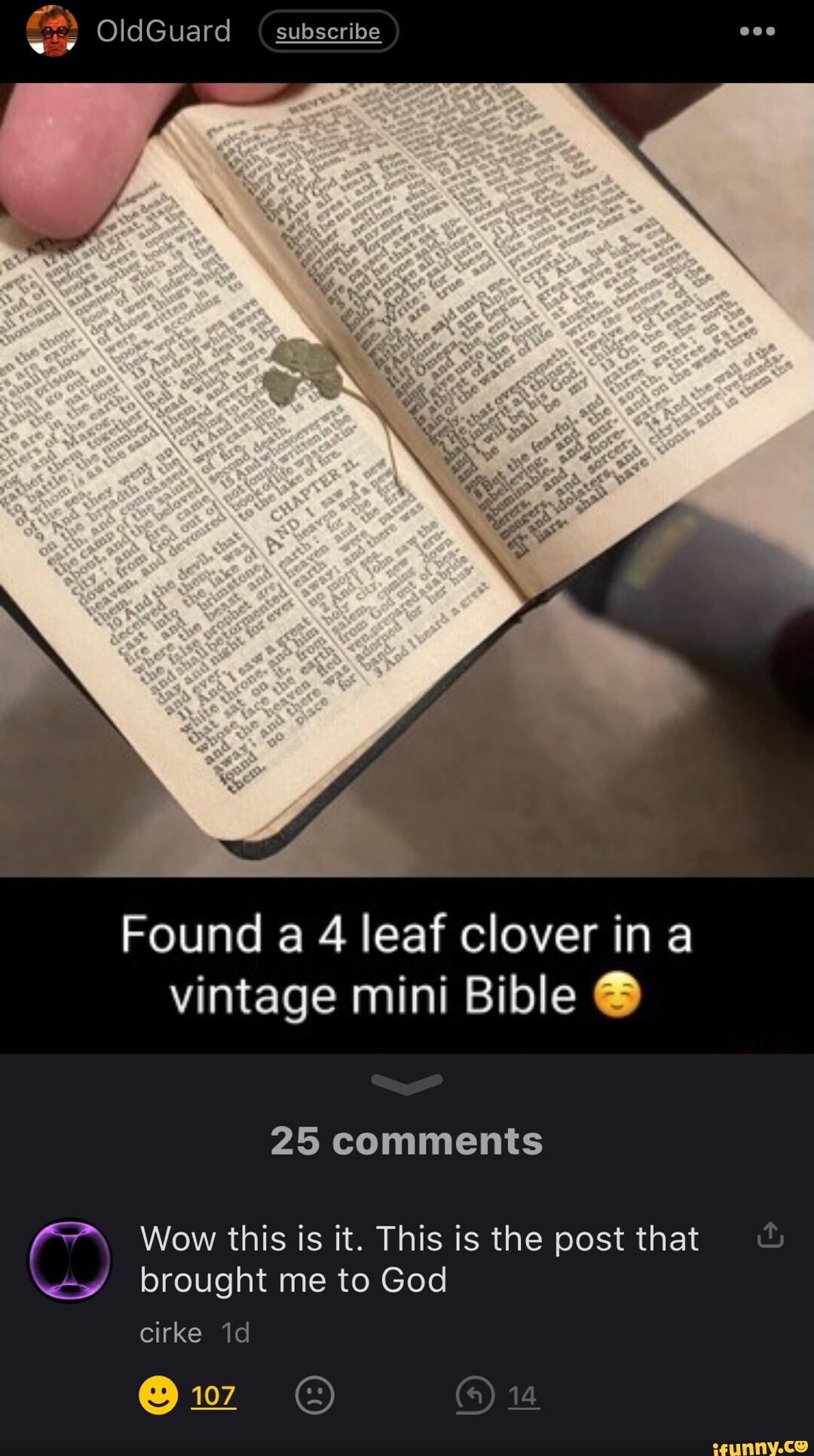 OldGuard ( subscribe Found a 4 leaf clover ina vintage mini Bible 25 ...