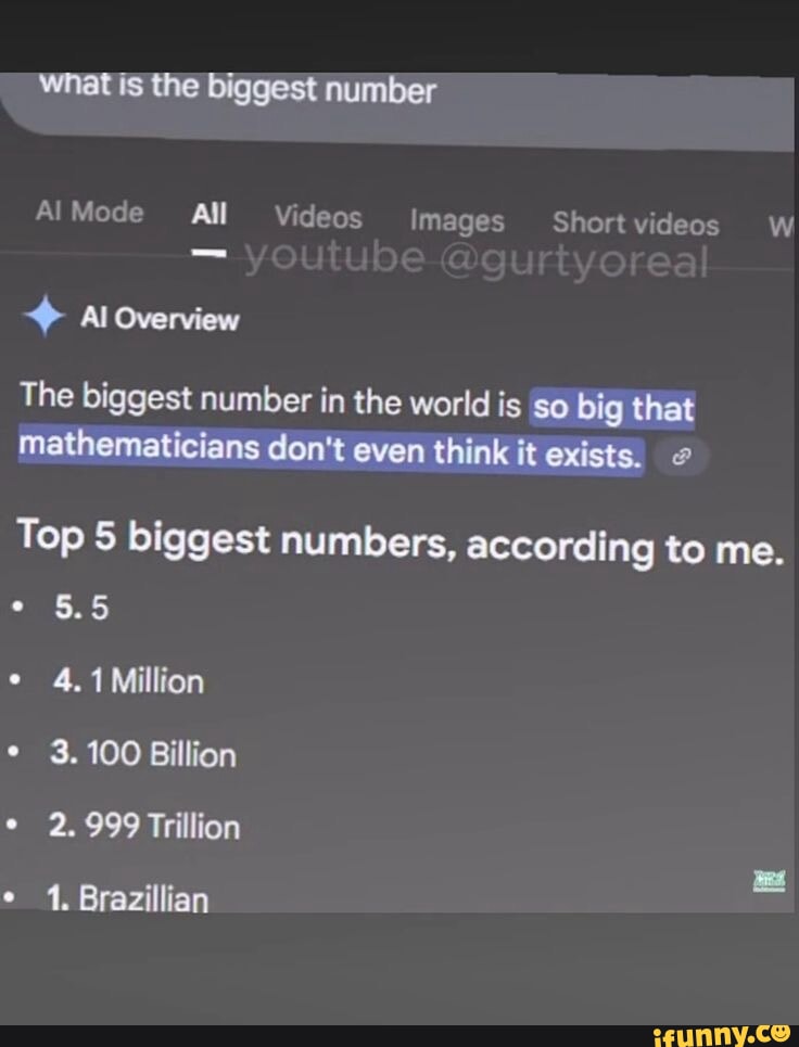 Wnat is the biggest number AlMode All Videos Images Snort v'dous Ww ...