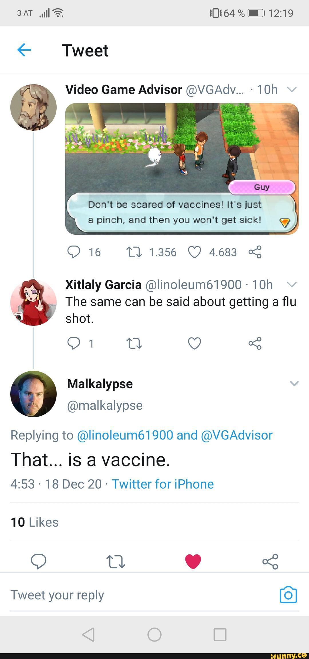 Ll Tweet Video Game Advisor @VGAdvV... Don't be scared of vaccines! It ...