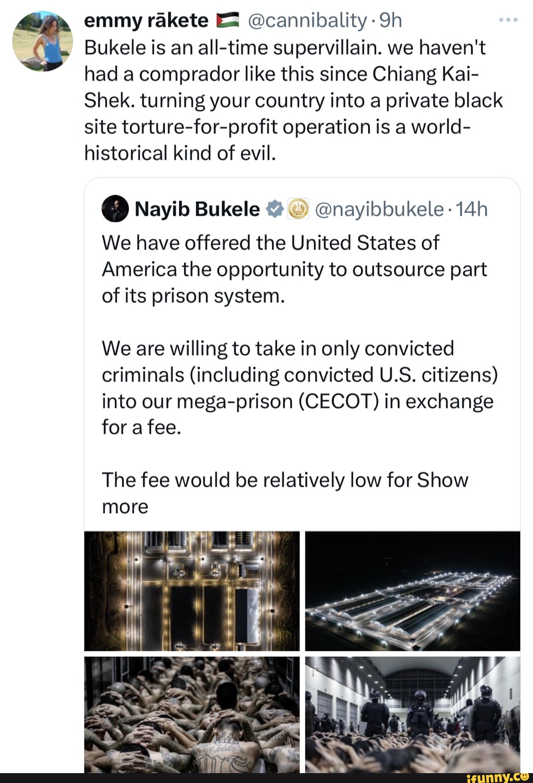 Emmy rakete Ea @cannibality Bukele is an all-time supervillain. we ...