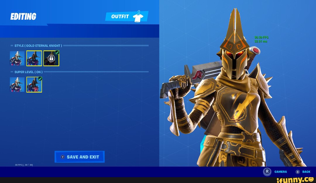 EDITING OuTFIT STYLE (GOLD ETERNAL KNIGHT) = SUPER LEVEL (ON) FPS SAVE ...
