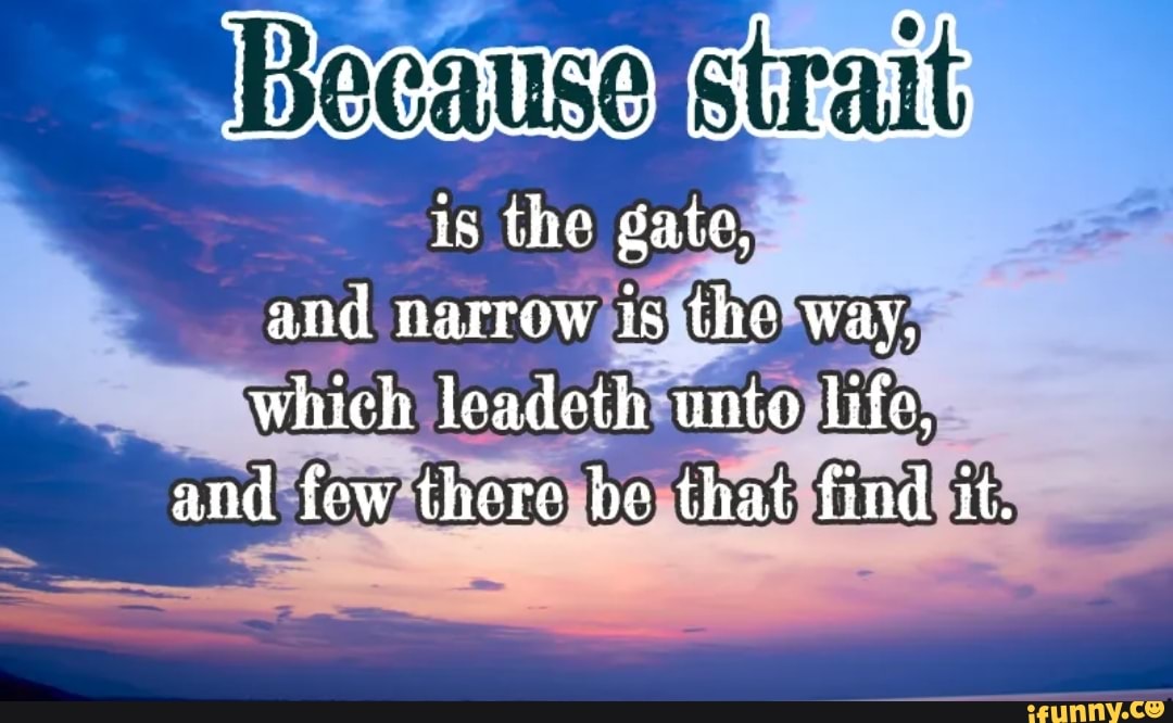 Strait is the gate, and narrow is the way, which leadeth unto Life, and ...