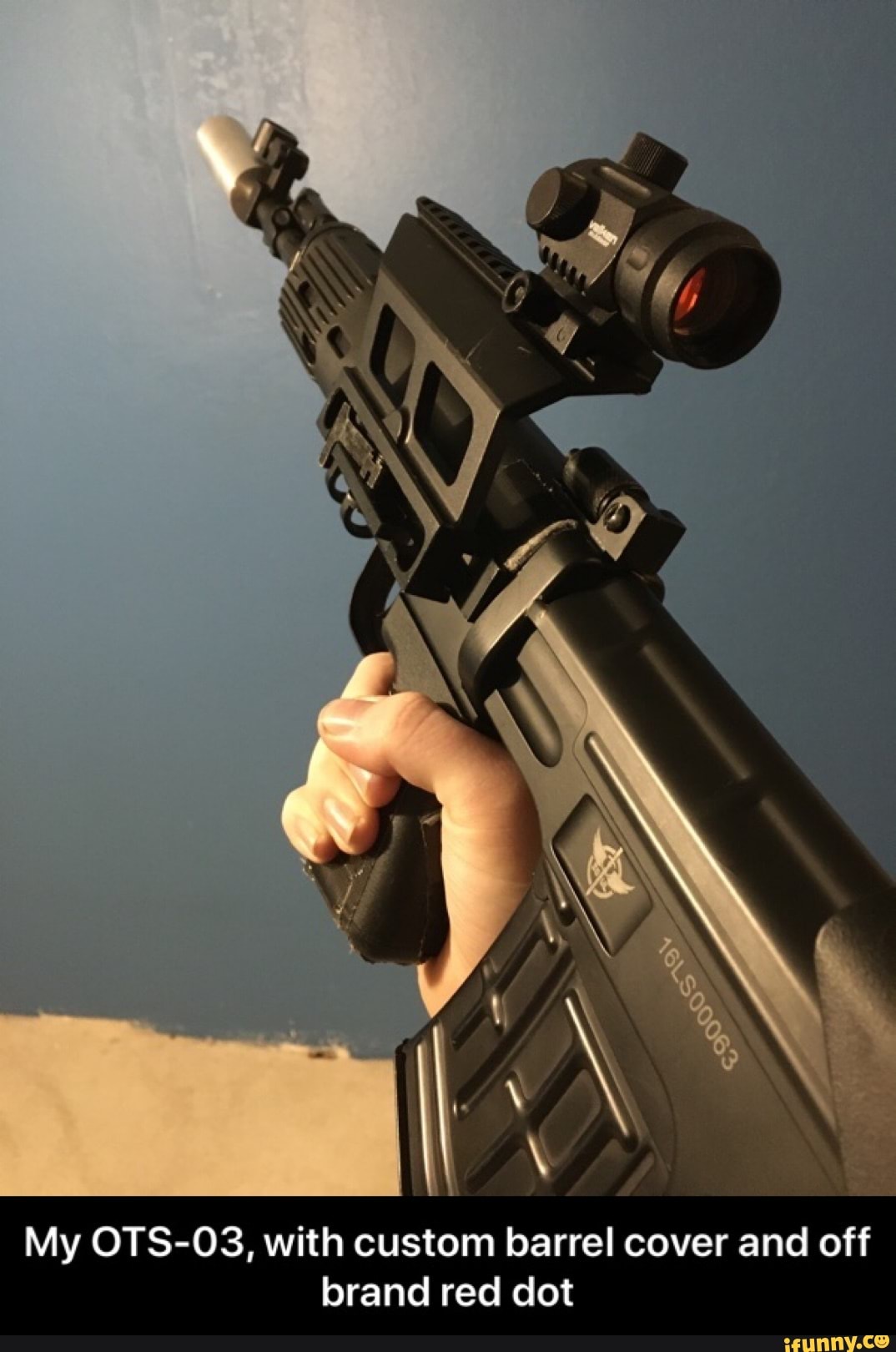 My OTS-O3, with custom barrel cover and off brand red dot - iFunny