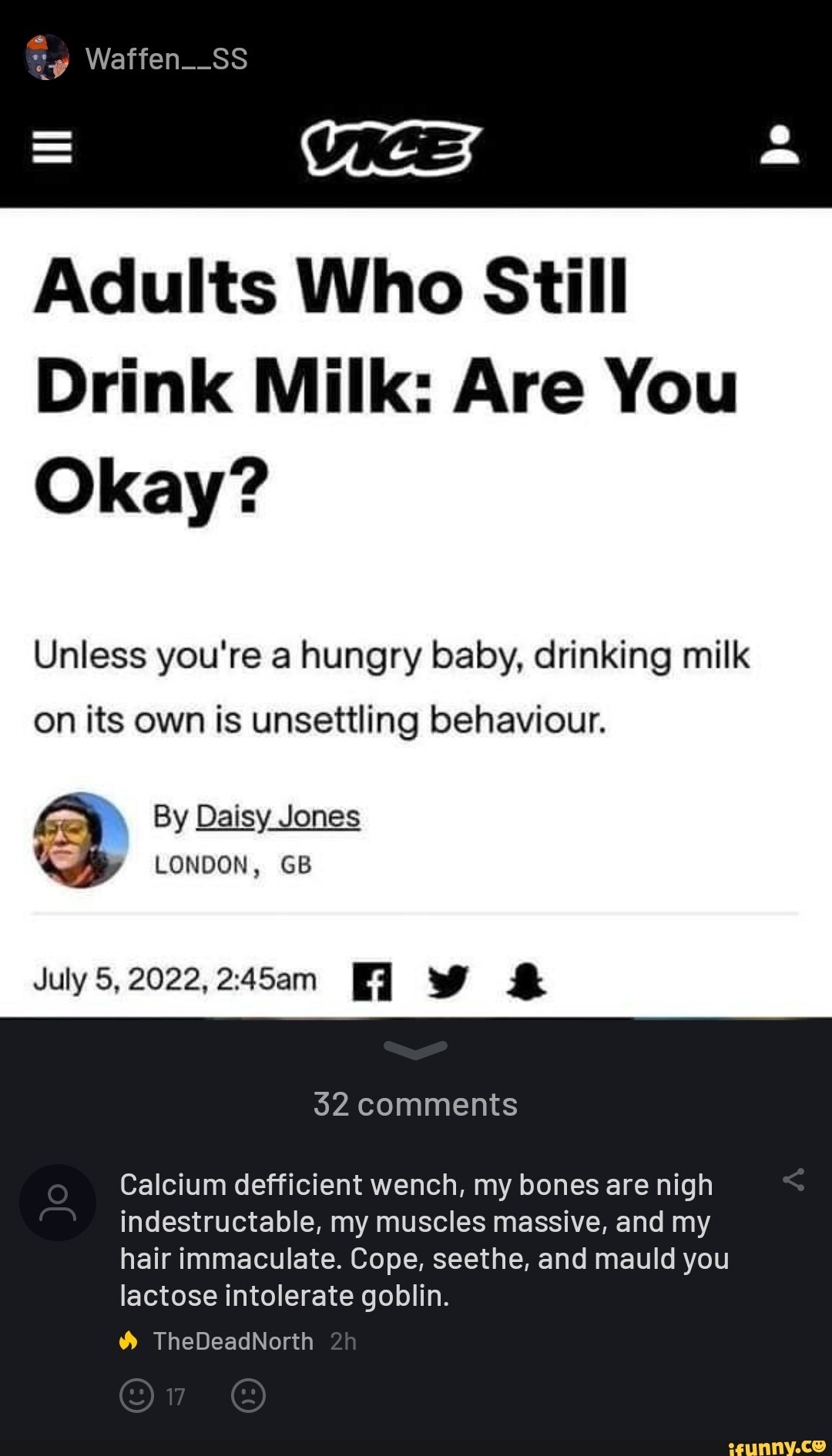Watfen__ss VICE I Adults Who Still Drink Milk: Are You Okay? Unless you ...