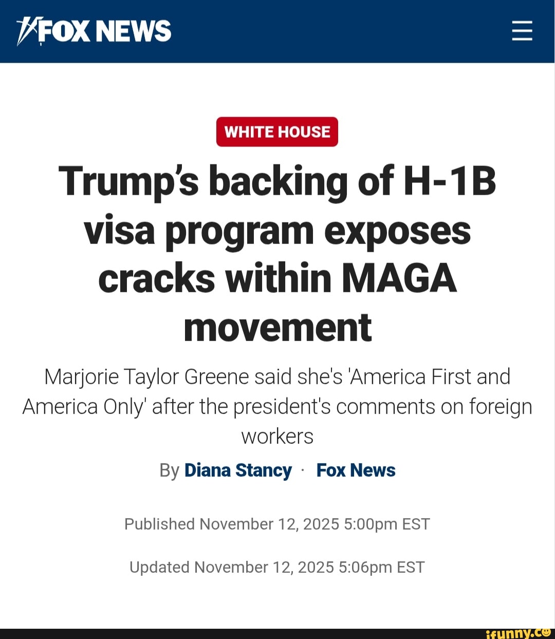 VFOX NEWS Trump's backing of H-1B visa program exposes cracks within ...