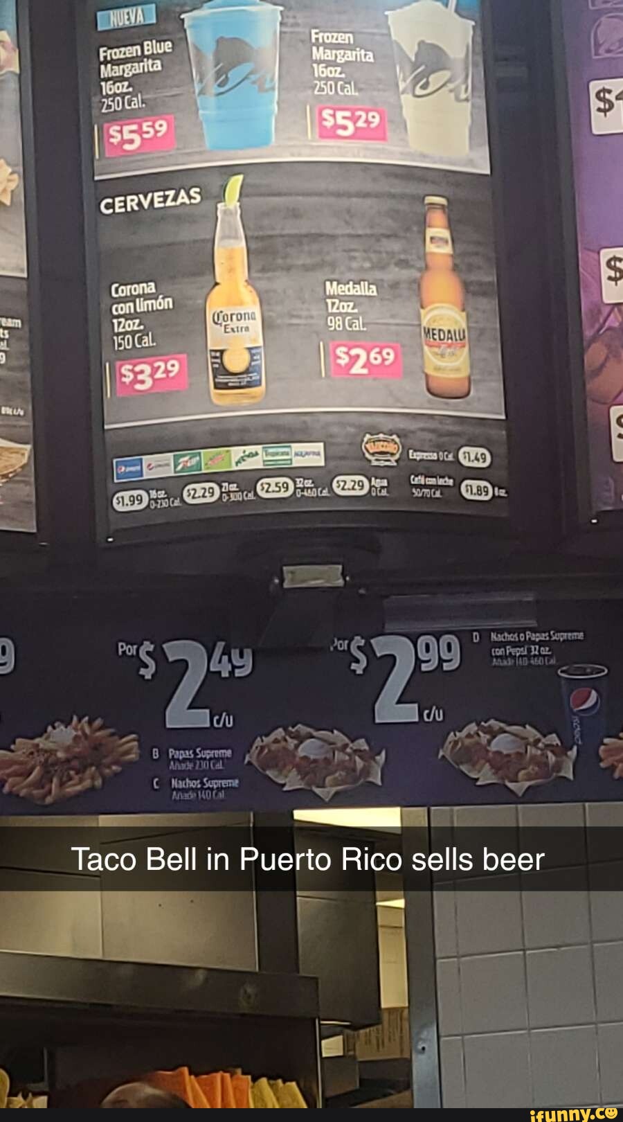 Frozen Margarita ind I Voor. Madaila Nachos Sopreme Taco Bell in Puerto ...