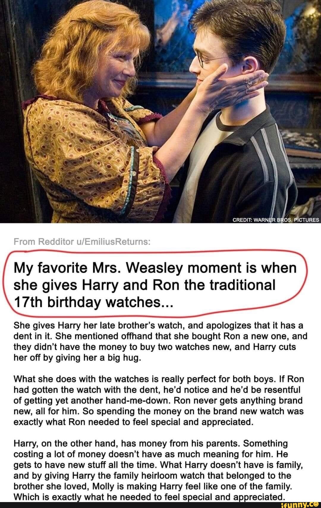 CREDIT: WARNER BROS, PICTURES From Redditor My favorite Mrs. Weasley ...