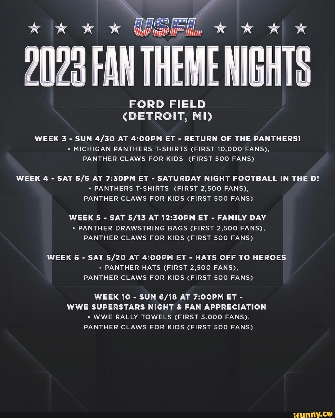 X Wi, " *k ki * 2023 FAN THEME NIGHTS FORD FIELD (DETROIT, MI) WEEK 3 ...