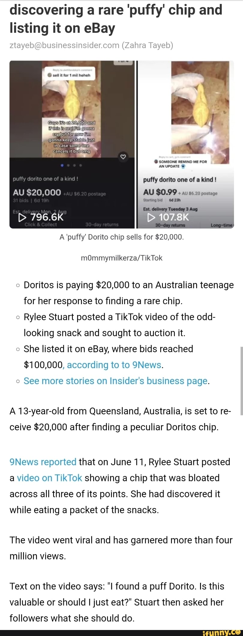 Discovering a rare 'puffy' chip and listing it on eBay (Zahra Tayeb ...