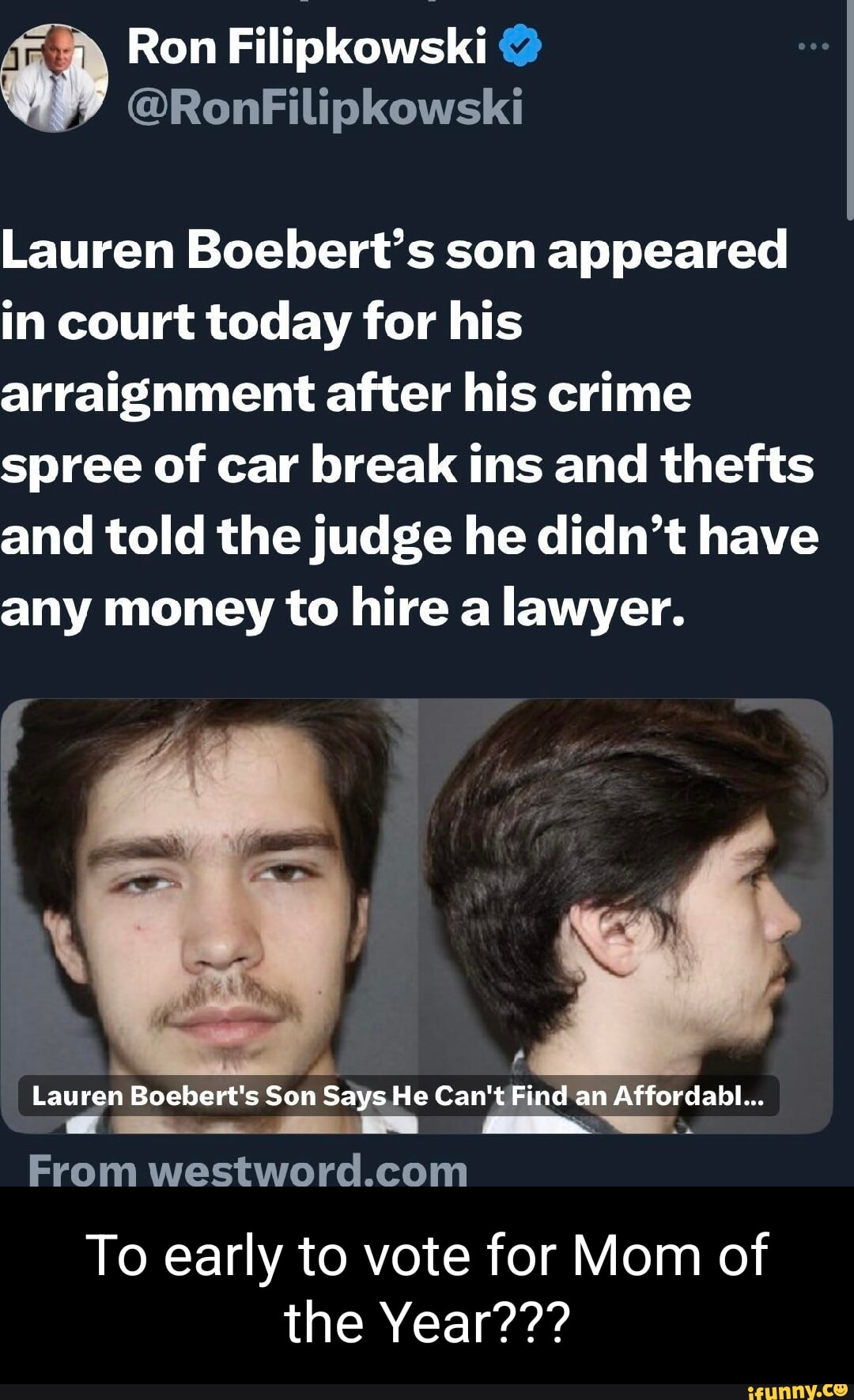 Ron Filipkowski @RonFilipkowski Lauren Boebert's son appeared in court ...
