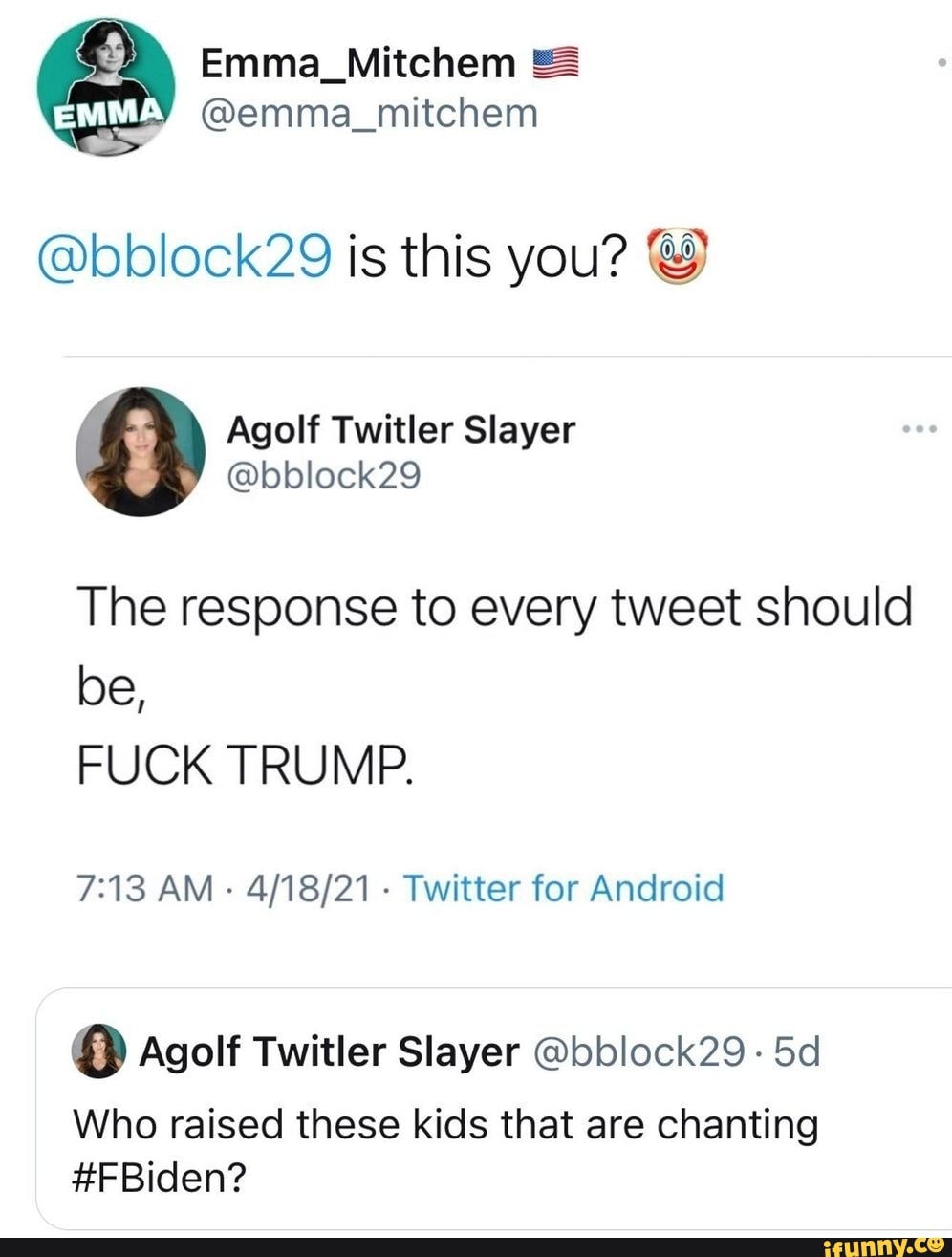 Emma_Mitchem EMMA @emma_mitchem @bblock29 is this you? The response to ...