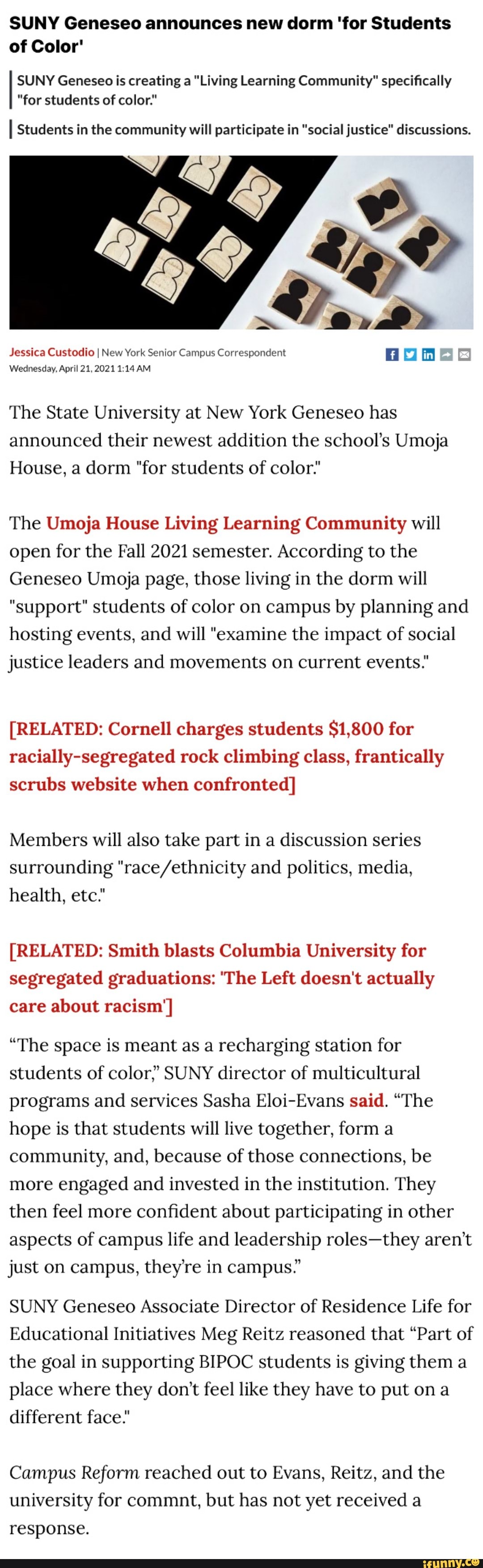 SUNY Geneseo announces new dorm 'for Students of Color' SUNY Geneseo is ...