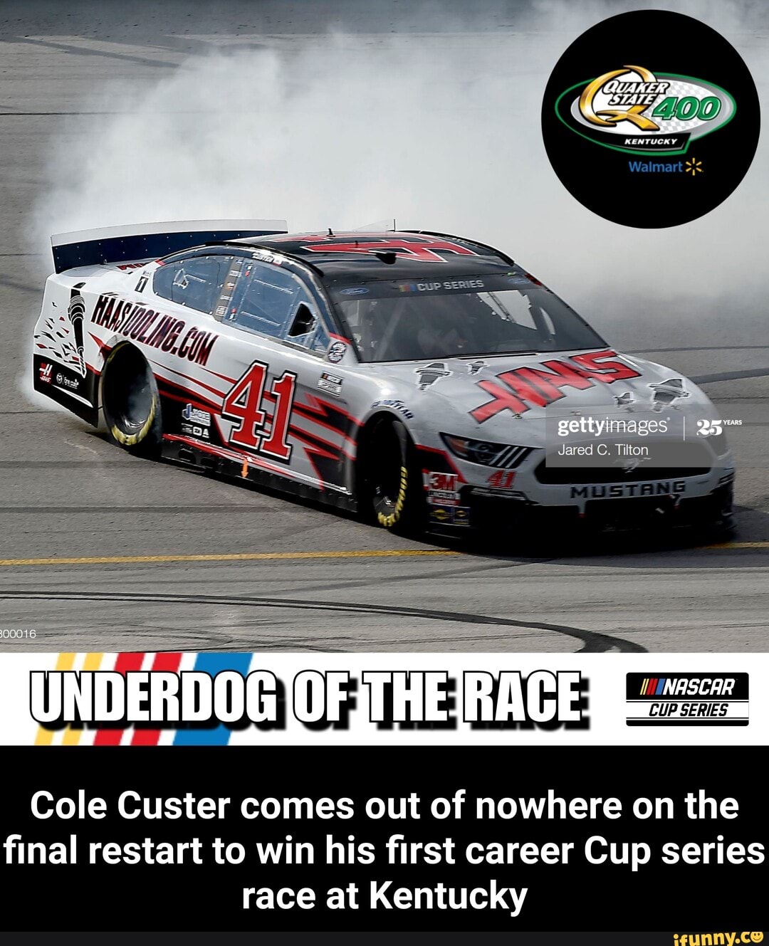 Cole Custer comes out of nowhere on the final restart to win his first ...