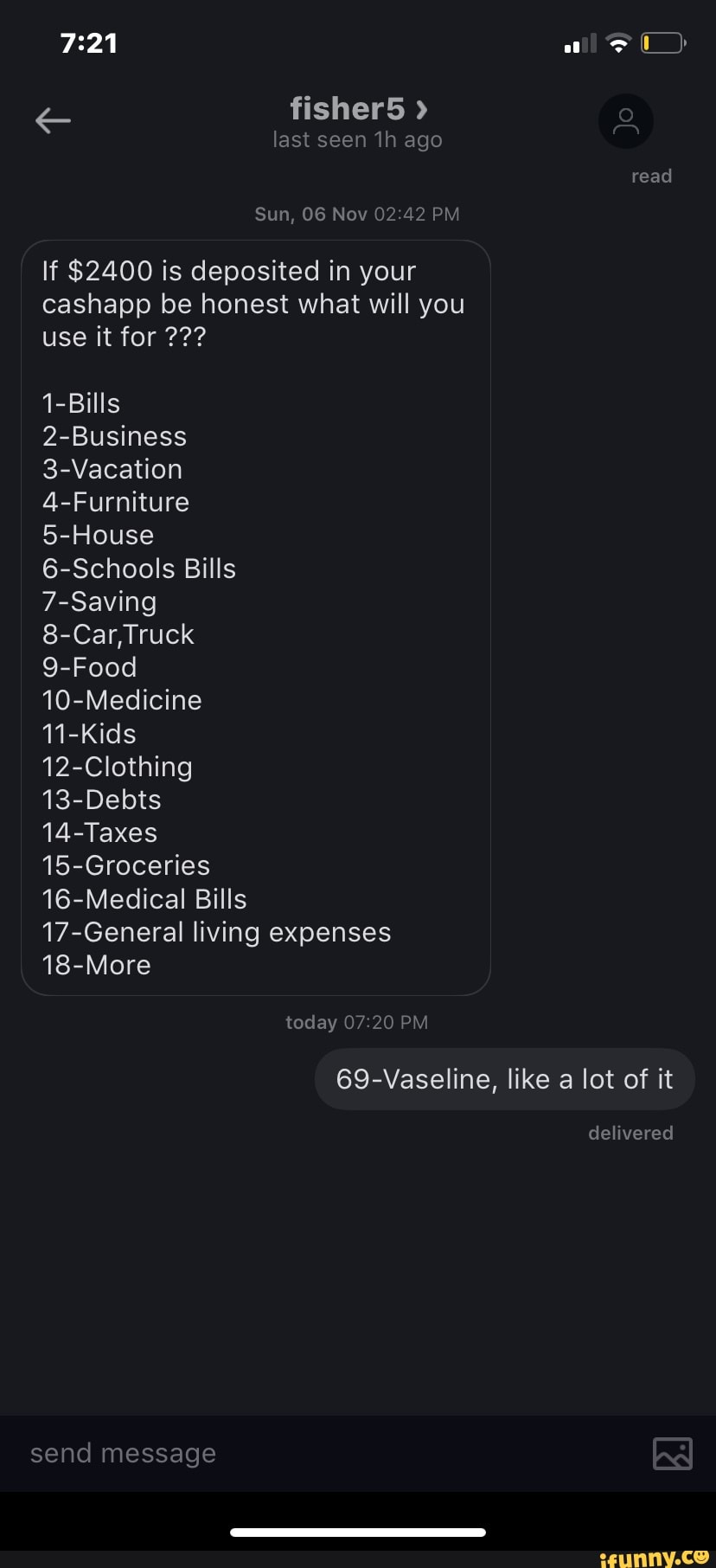 FisherS last seen Th ago read Sun, 06 Nov 02 42 PM If $2400 is ...