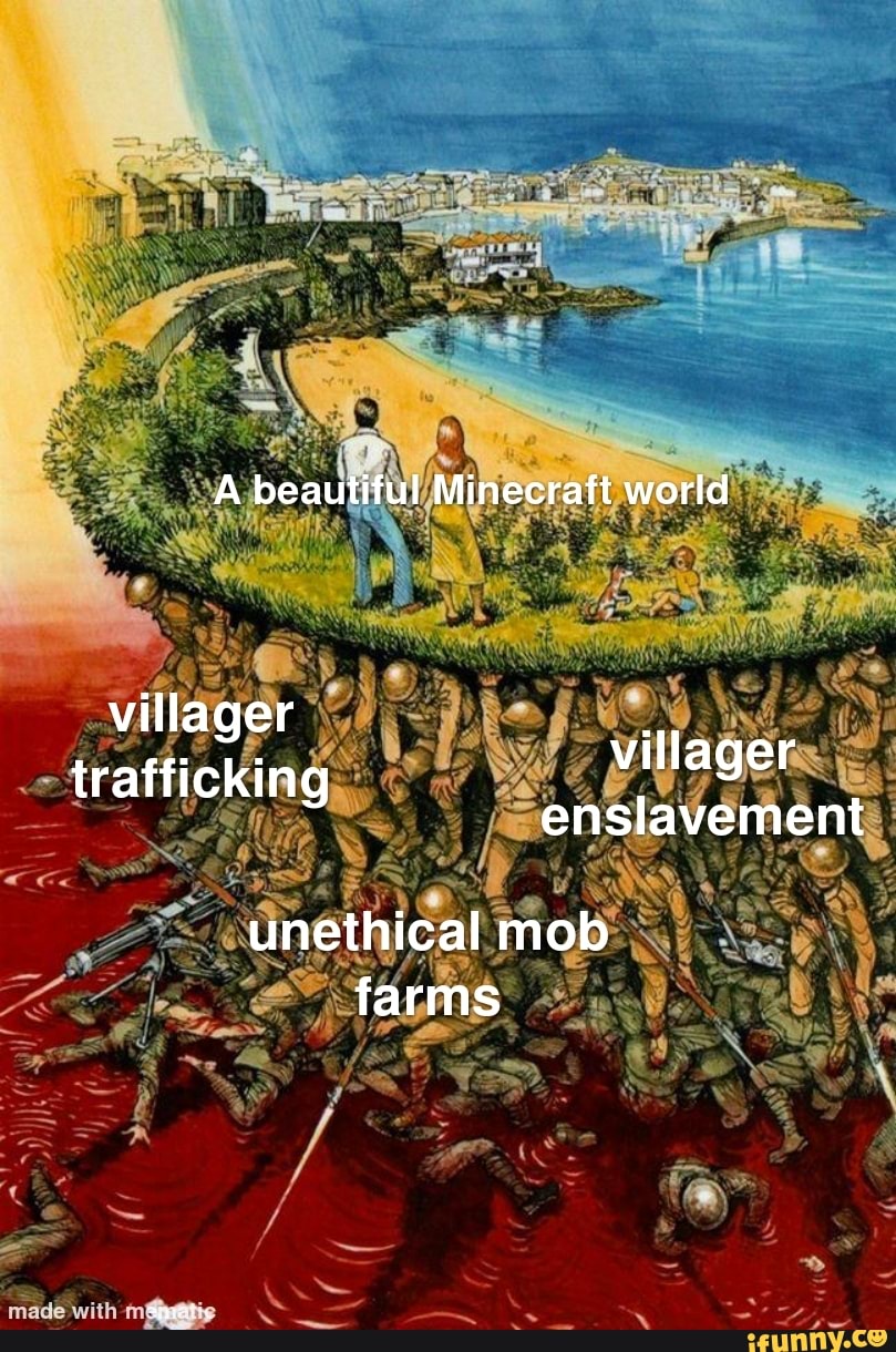 A beautiful Minecraft world villager trafficking villager enslavement ...