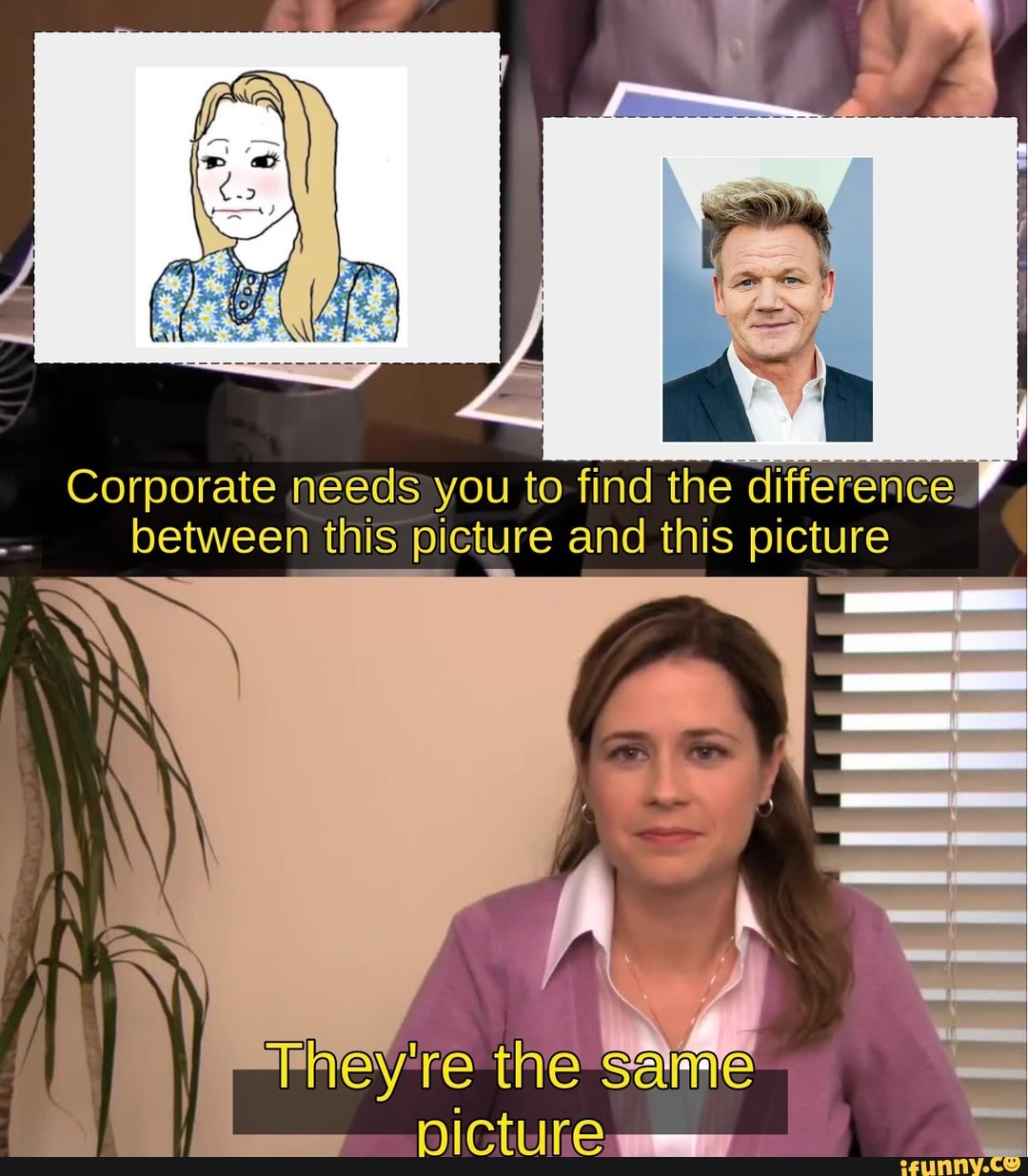 Corporate needs you to find the difference between this picture and ...