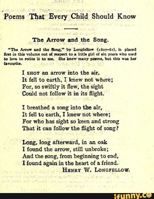 "Poems That Every Child Should Know The Arrow and the Song. "The Acrow ...