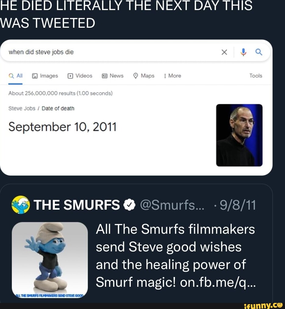 HE DIED LITERALLY THE NEXT DAY THIS WAS TWEETED Qa Teals when did steve ...