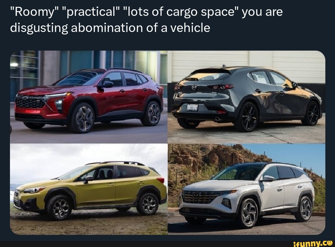 "Roomy" "practical" "lots of cargo space" you are disgusting ...