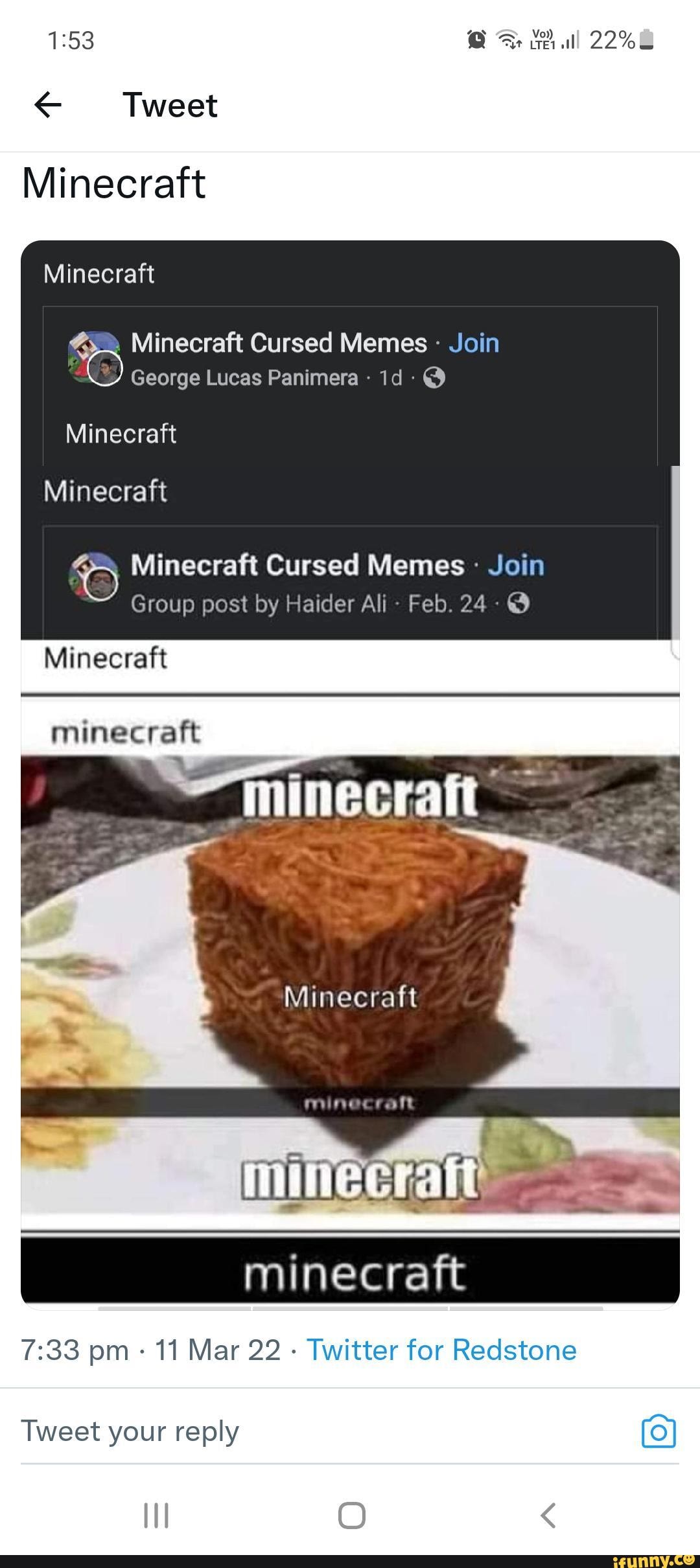 Tweet Minecraft Minecraft Minecraft Cursed Memes - Join George Lucas ...