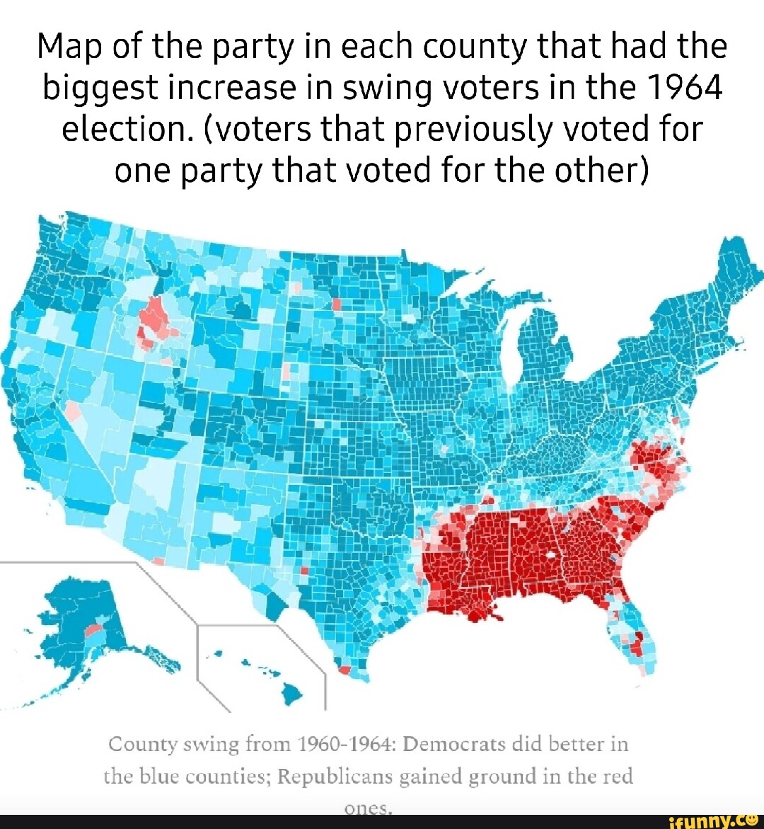 Map of the party in each county that had the biggest increase in swing ...